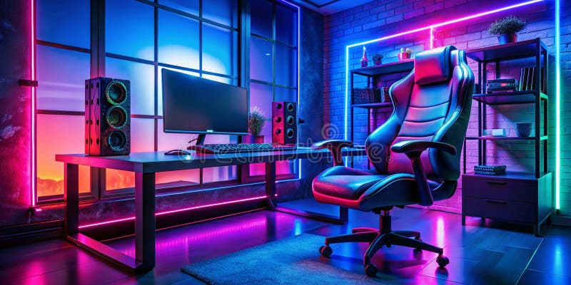 Epic Gaming Oasis a Modern NeonLit Sanctuary for Immersive Gameplay ...