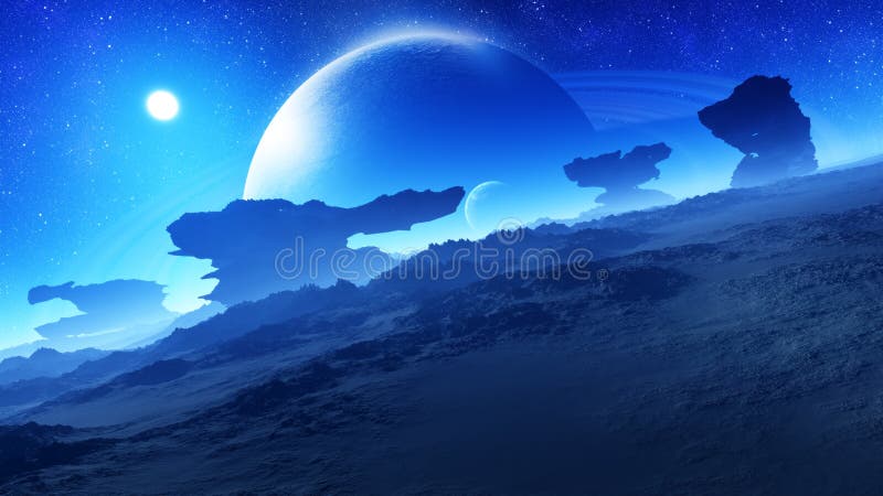 Alien Planet Landscape stock illustration. Illustration of cloud - 29150751