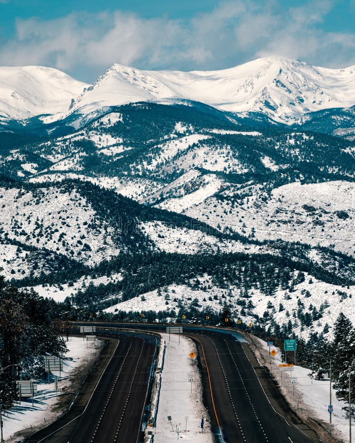 Epic Highway Leading into the Mountain Landscape during Winter Stock ...