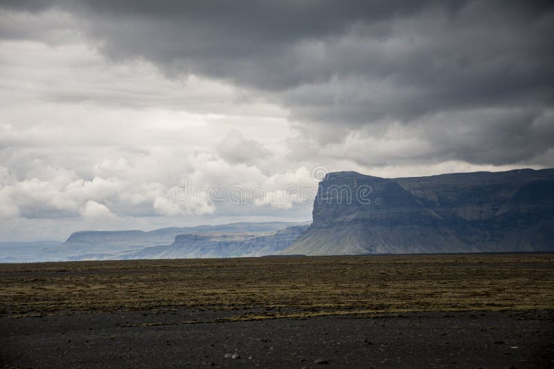 Epic Landscape in Iceland with Green Grass and Mountain Rocks Stock ...