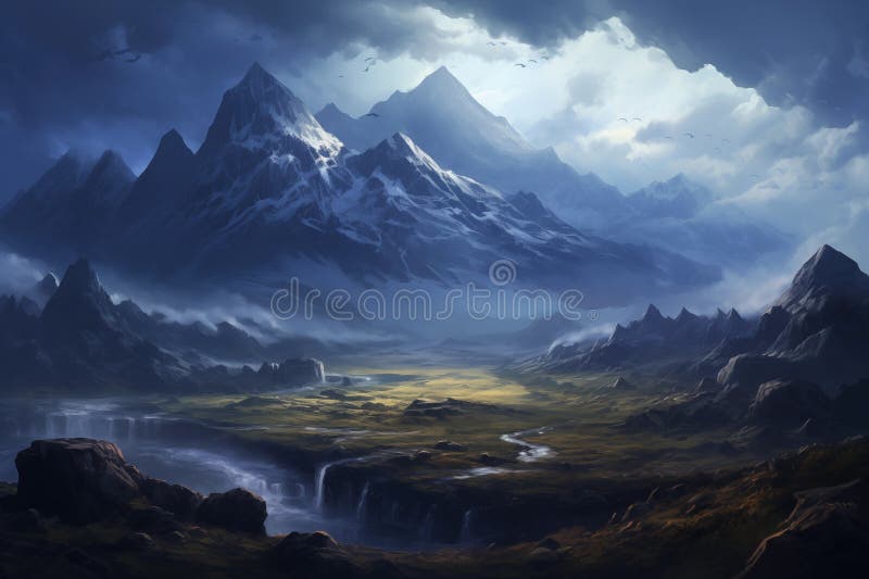 Epic landscape in north stock illustration. Illustration of destination ...