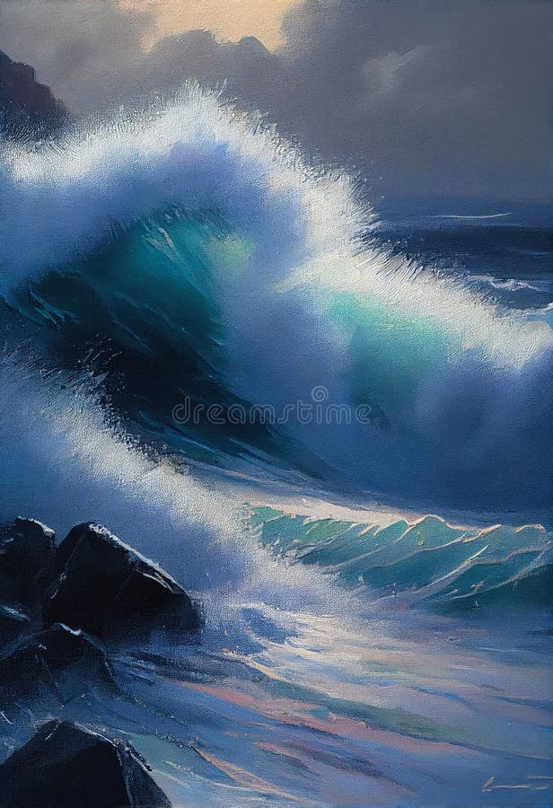 Epic Ocean Waves Crash on the Rocky Cliff Stock Image - Image of ...