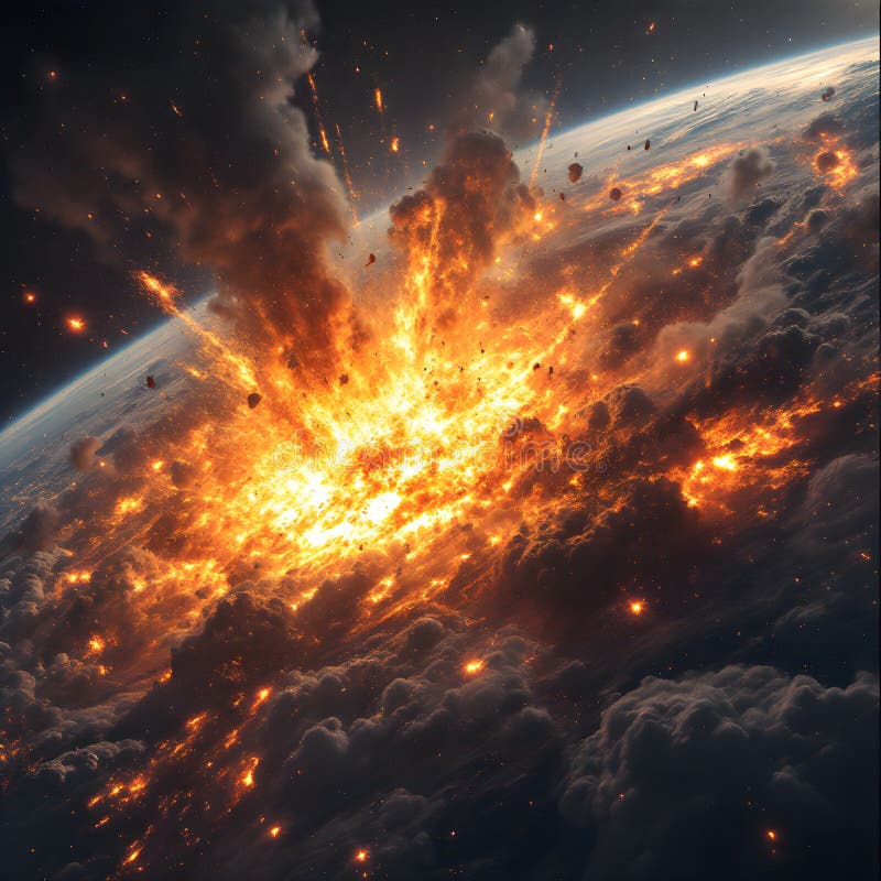 Epic Planetary Devastation: Asteroid Impact Captured from Space Stock ...