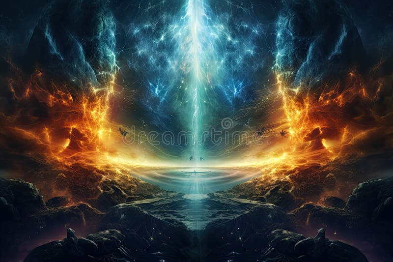 Epic Plot of the Battle of the Gods on an Abstract Background Stock ...