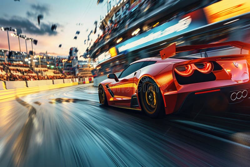 Epic Race on an Electrifying Racetrack Filled with Adrenaline Stock ...