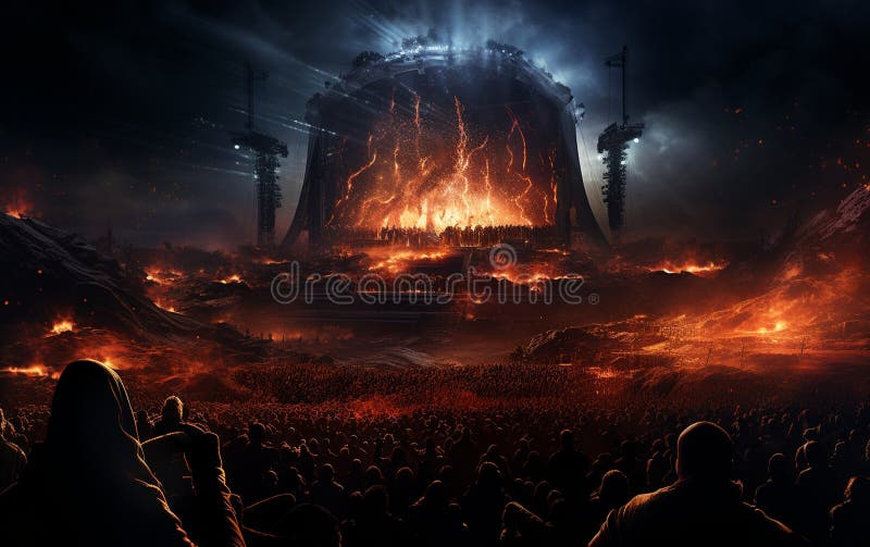 Epic Rock Concert: a Massive Musical Gathering. Generative by Ai Stock ...
