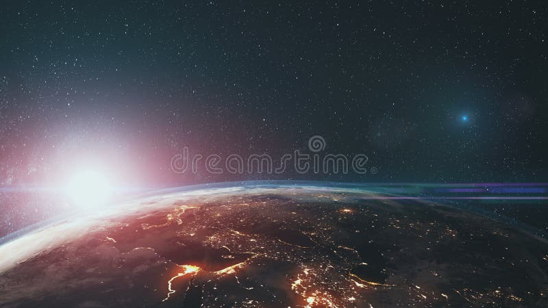 Epic Rotate Earth Close Up Surface Star Background Stock Illustration ...