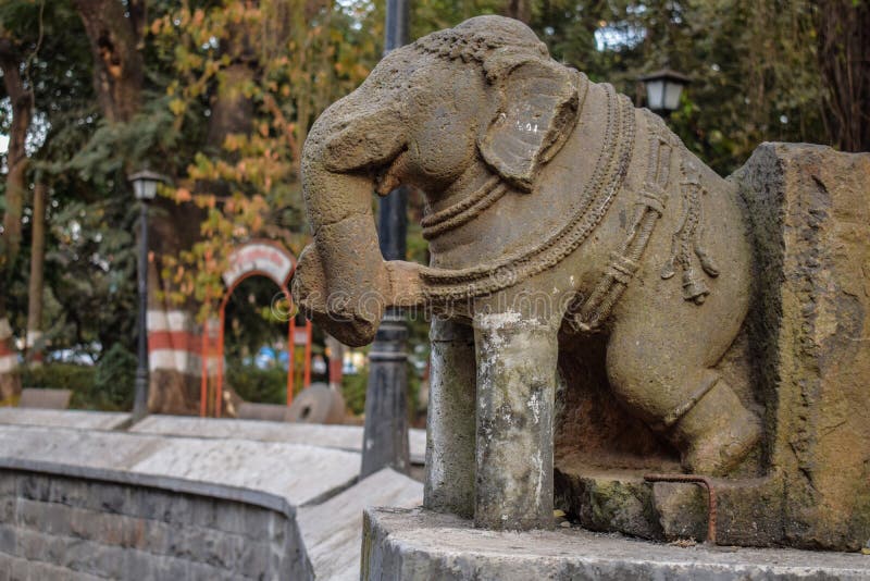 Epic Ruined Ancient Stone Carving of a Elephant Stock Image - Image of ...