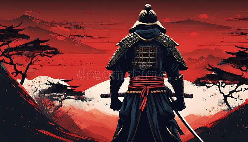 Epic Samurai: a View from Behind, Gazing Slightly Down Stock ...
