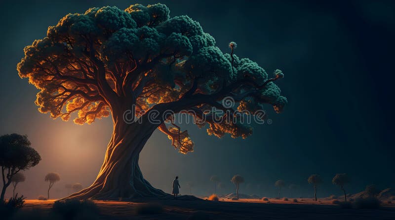 An Epic Scene of a Cool and Unusual Tree Stock Illustration ...