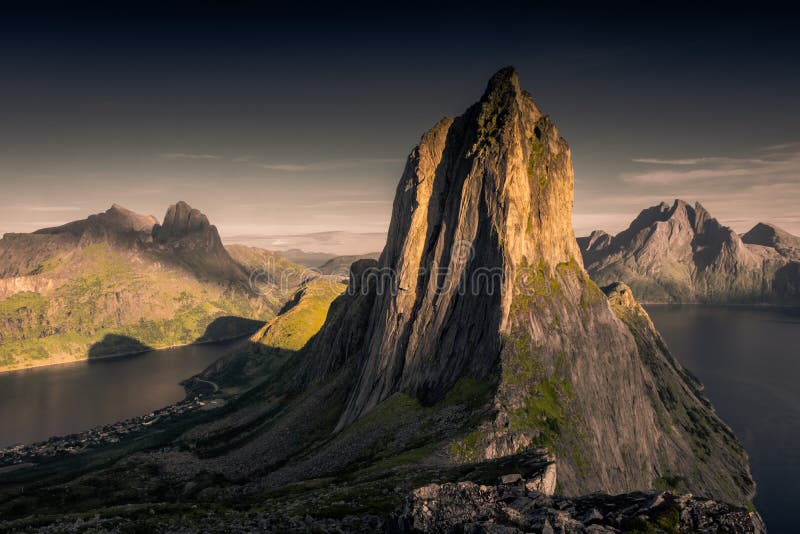 The Epic Segla Mountain Viewed from Mount Hesten at Sunset, Senja ...