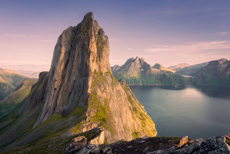 The Epic Segla Mountain Viewed from Mount Hesten at Sunset, Senja ...