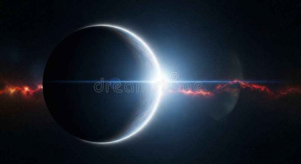 Epic Solar Eclipse with Dramatic Blue and Red Cosmic Clouds in Deep ...