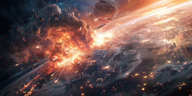 An Epic Space Battle an Image of a Spectacular Cosmic Clash Stock Photo ...