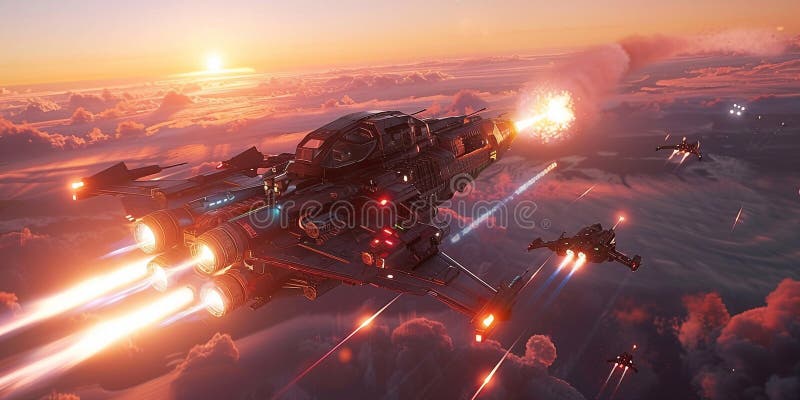 An Epic Space Battle an Image of a Spectacular Cosmic Clash Stock Image ...