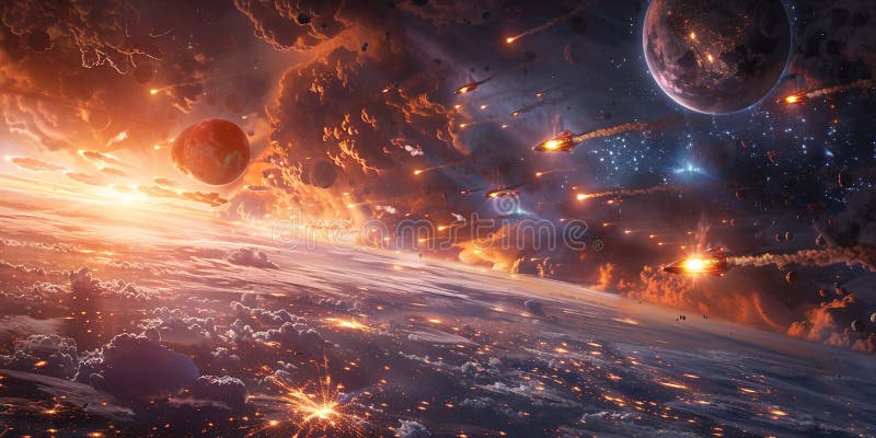 An Epic Space Battle an Image of a Spectacular Cosmic Clash Stock Photo ...