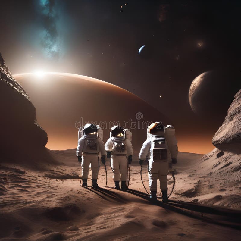 Epic Space Exploration with Astronauts on an Alien Planet1 Stock ...