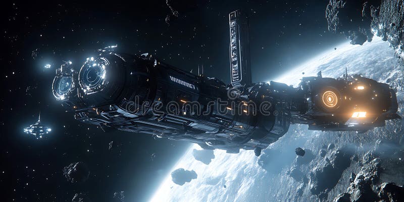 Epic Spacecraft Explosion Stunning Sci-Fi Wallpaper Stock Illustration - Illustration of ...