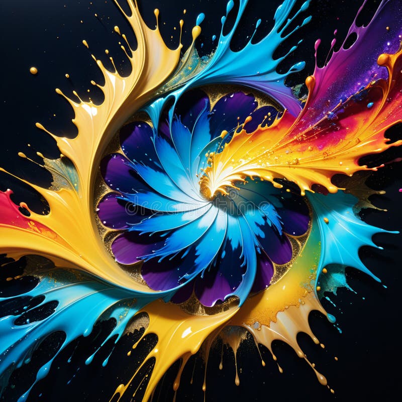 Epic Splatter Art Alcohol Ink Divine Proportion Complex Stock ...