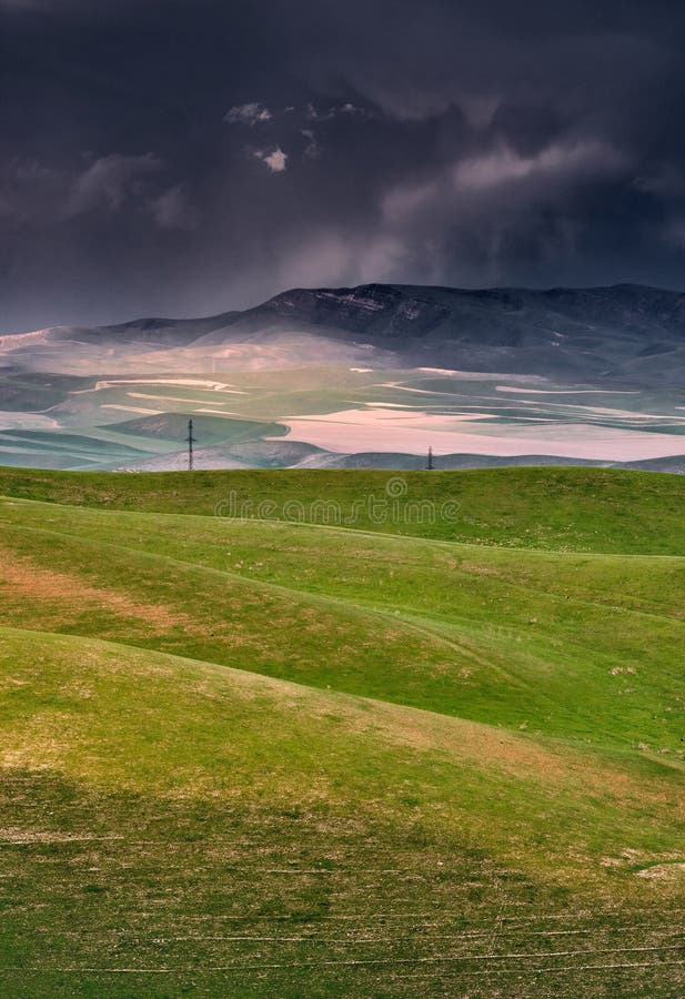 Beautiful Spring Landscape with a Dramatic Sky. Stock Photo - Image of ...
