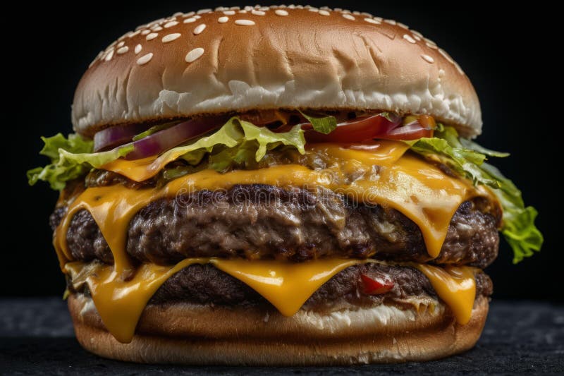 Epic Stacked Beef Cheeseburger Stock Illustration - Illustration of ...