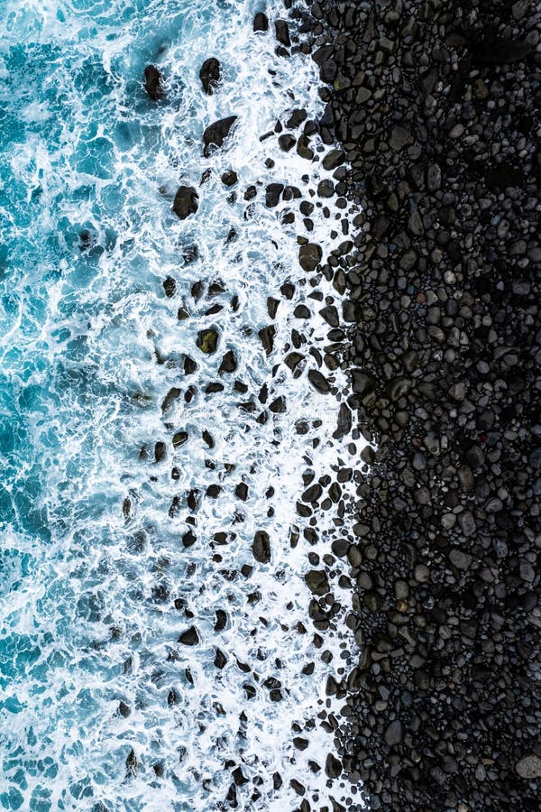 Epic Stone Beach in Madeira Stock Image - Image of air2s, freezing ...