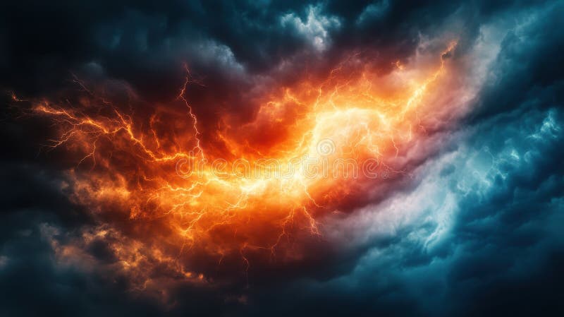 Intense Lightning Storm Above Destroyed Industrial Building Stock ...