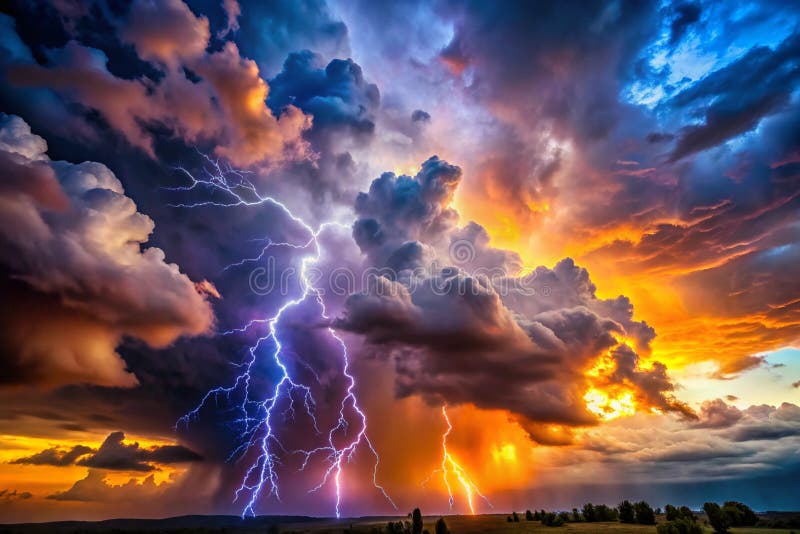 Epic Thunderstorm Cloudscape Stock Illustration - Illustration of ...