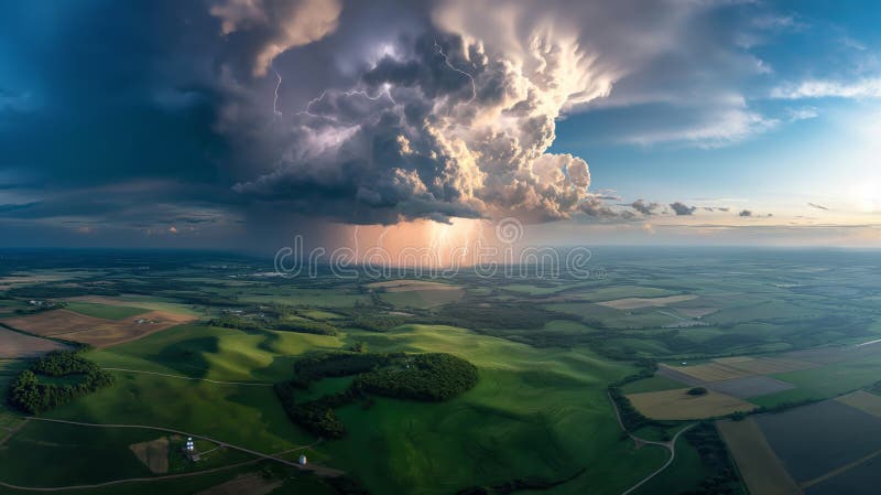 Epic Thunderstorm Cloudscape Stock Image - Image of illumination ...