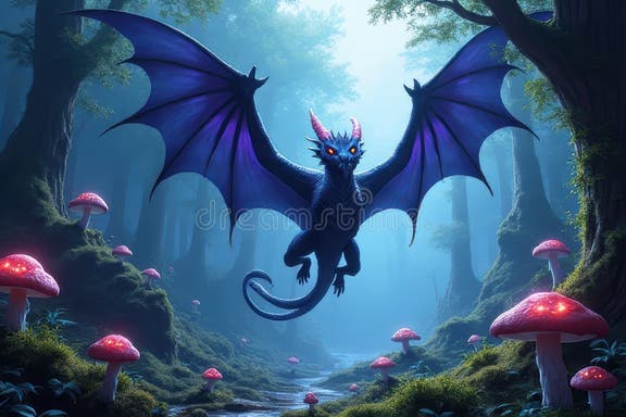 Epic Void Dragon in Mystical Landscape Stock Illustration ...