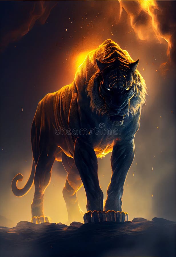 Epic Wild Tiger in the Gold Glow Looking at the Camera. AI Generated ...