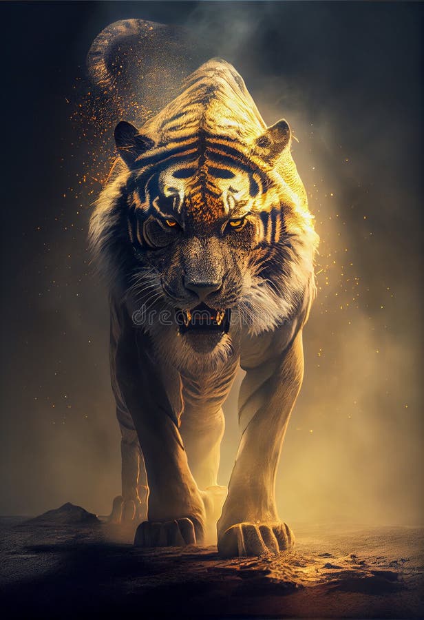 Epic Wild Tiger in the Gold Glow Looking at the Camera. AI Generated ...