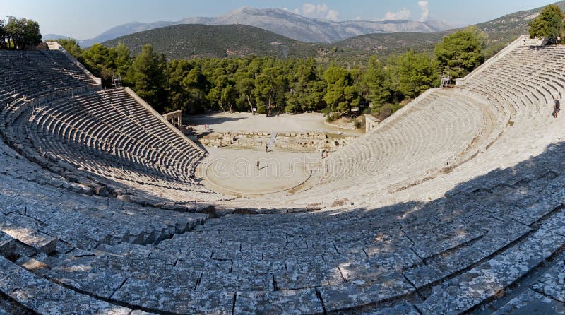 Panorama View of the Ancient Theatre of Epidauros in Southern Greece ... Panorama View of the Ancient Theatre of Epidauros in Southern Greece ...