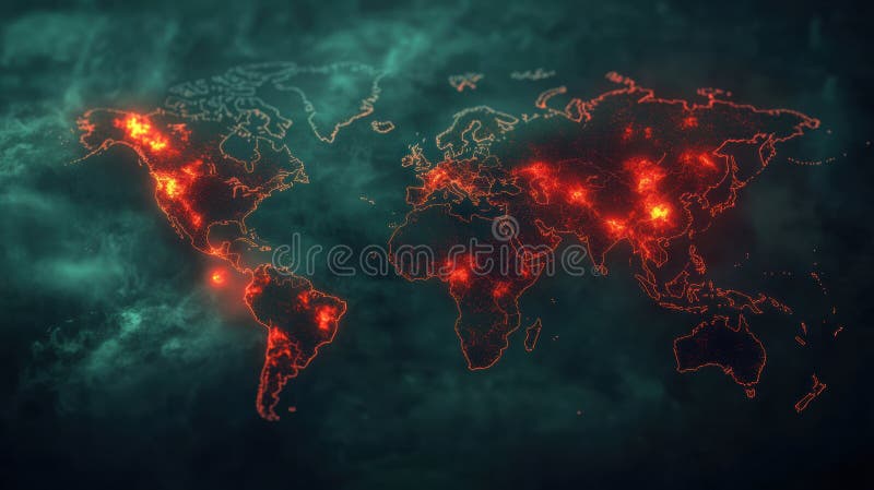 World Map Showcasing Epidemic Outbreak Zones with Highlighted Regions ...