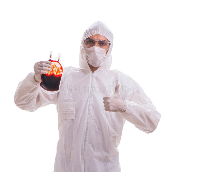 Epidemiologist with Blood Sample Isolated on White Background Stock ...