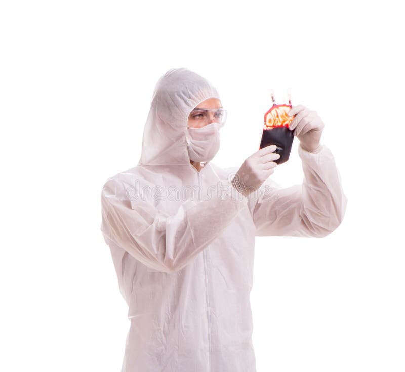 Epidemiologist with Blood Sample Isolated on White Background Stock ...