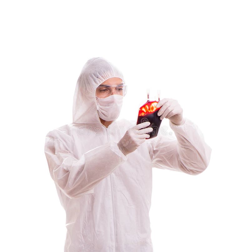 Epidemiologist with Blood Sample Isolated on White Background Stock ...