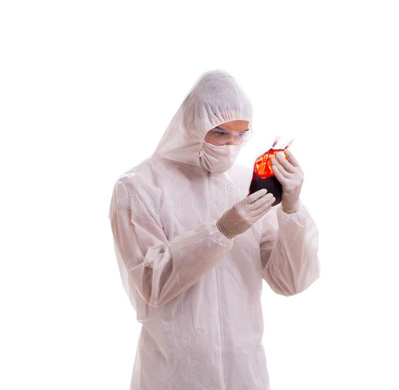 Epidemiologist with Blood Sample Isolated on White Background Stock ...