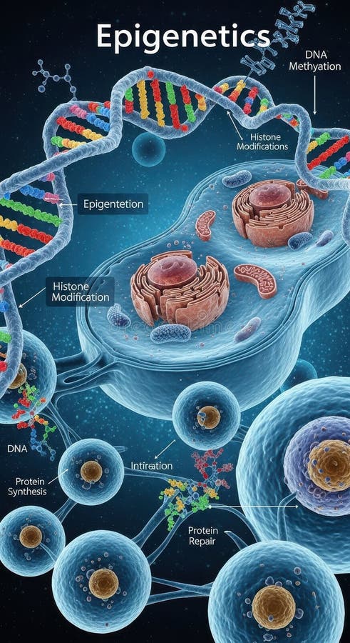 Epigenetics Illustration D N a Cell Structure Histone Modification ...