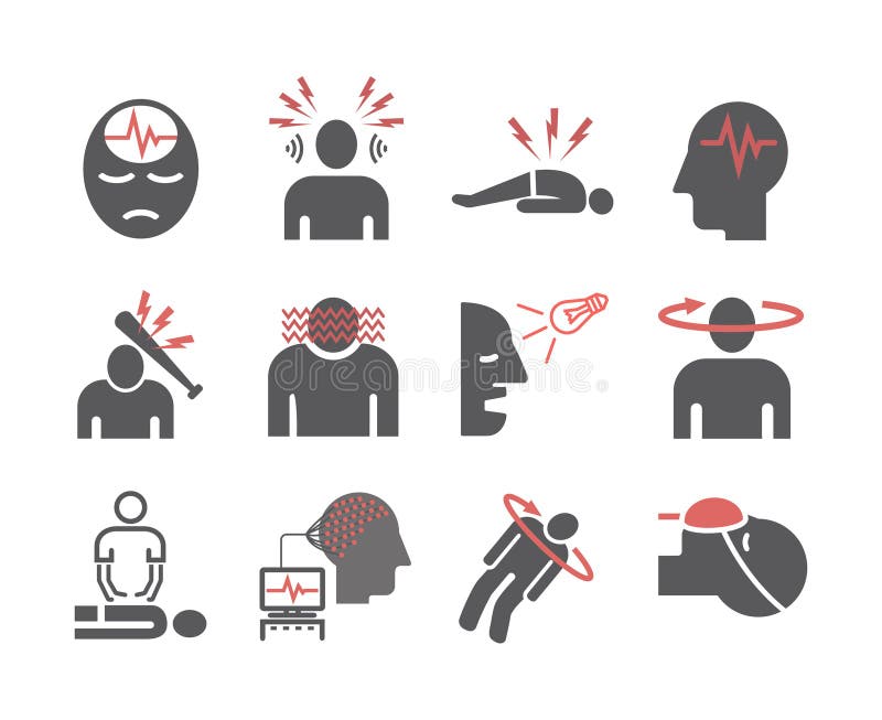 Epilepsy Icons Set. Symptoms, Treatment. Vector Signs for Web Graphics ...