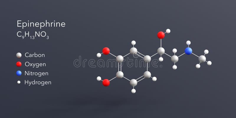 Epinephrine Molecule 3d Rendering, Flat Molecular Structure with ...