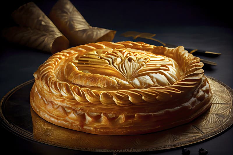 Epiphany Cake and Crown on Wooden Table Stock Illustration ...