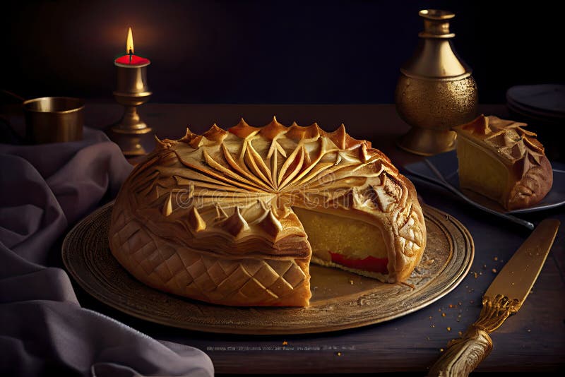 Epiphany Cake and Crown on Wooden Table Stock Illustration ...