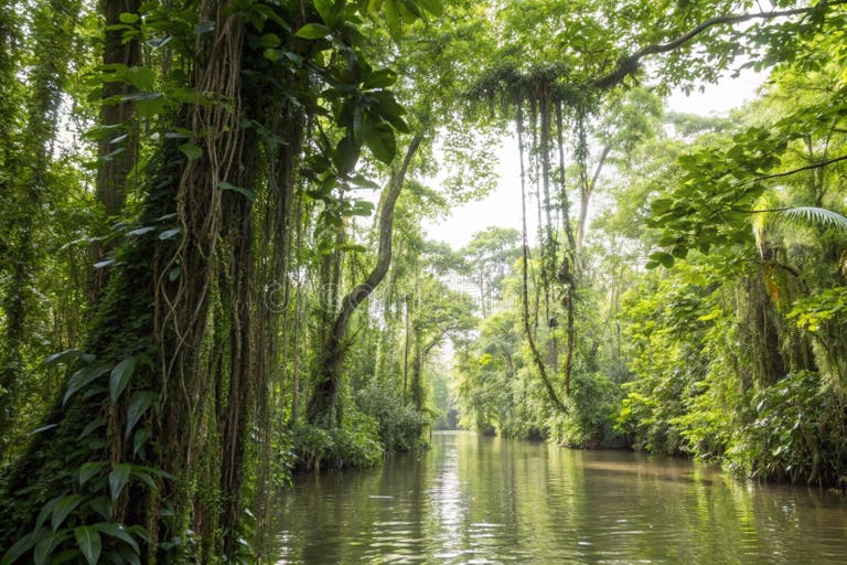 Epiphyte Plants Growing in Amazon Rainforest Stock Illustration ...
