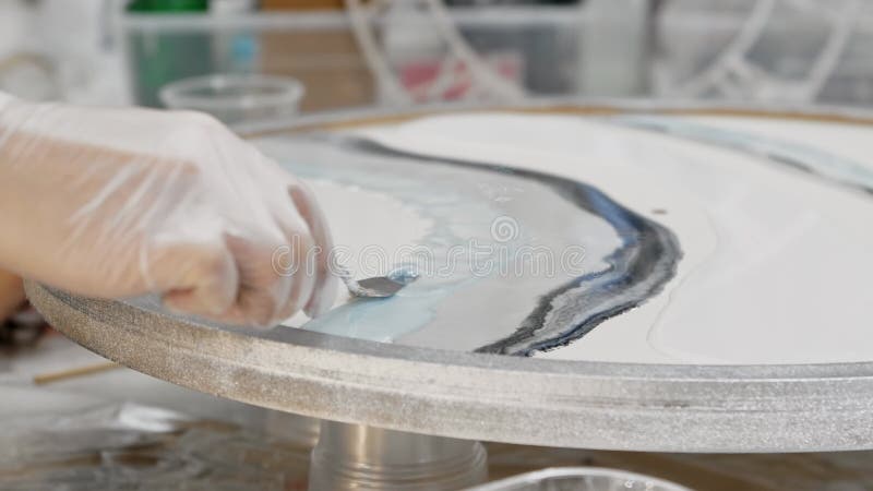 Epoxy Design - Using a Spatula on Pastel Epoxy Resin Painting Stock ...