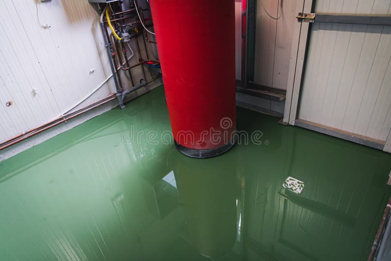 Epoxy Resin Applied To the Floor in the Technical Room Stock Photo ...