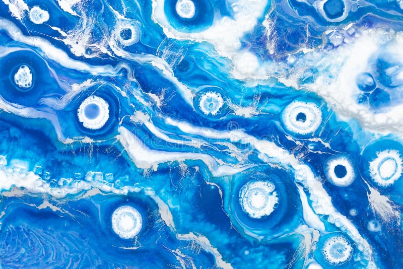 Epoxy Resin Art Background. Resin Art with Blue and White Colors Stock ...