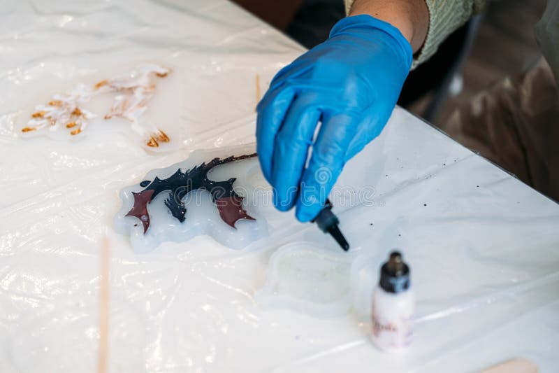 Epoxy Resin Crafting Process in Action Stock Image - Image of resin ...