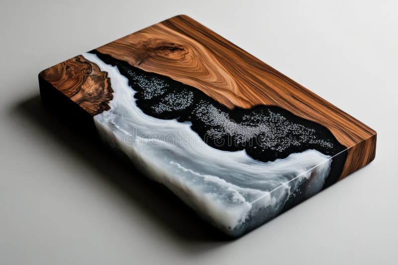 Epoxy Resin Cutting Board with Wood Grain Texture on the Table ...
