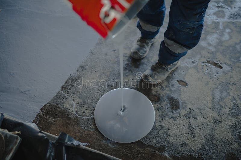 Epoxy Resin Floor Preparation First Layer Inside the Building Stock ...